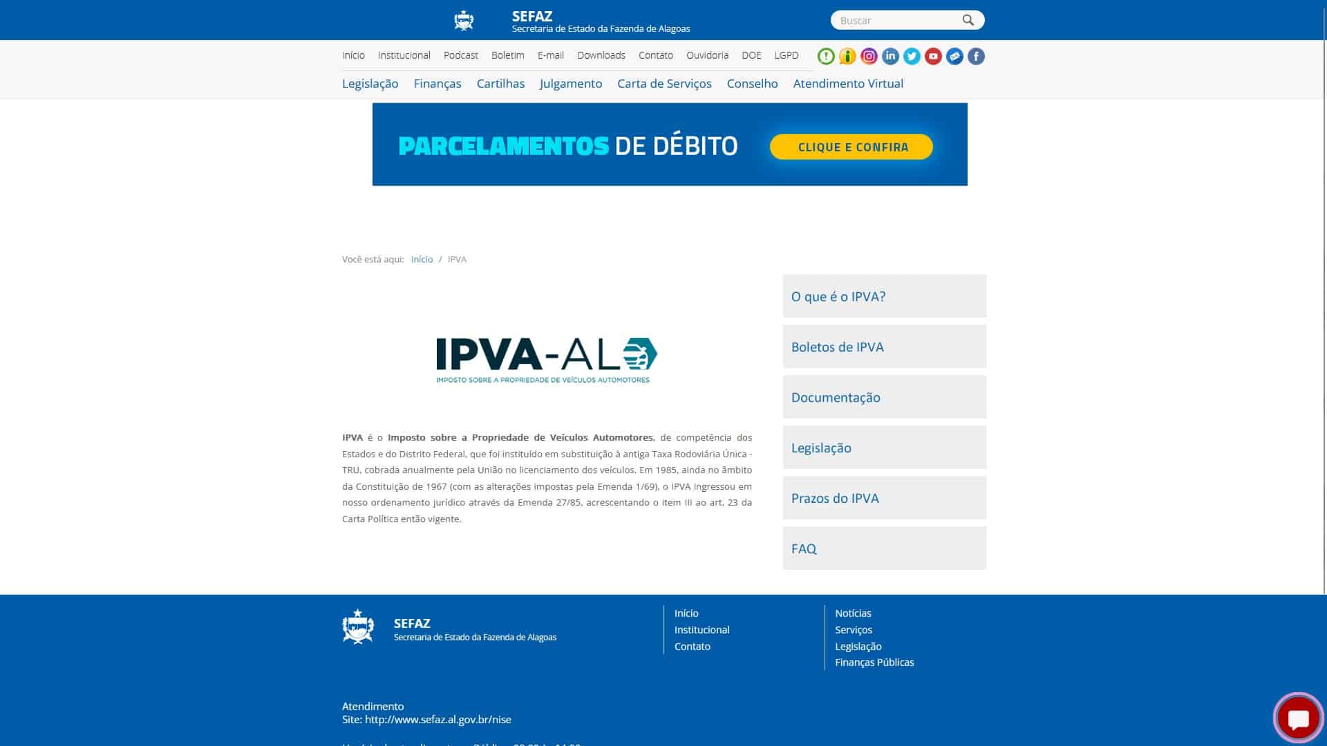 Consulta e pagamento IPVA, Licenciamento e DPVAT DETRAN AL