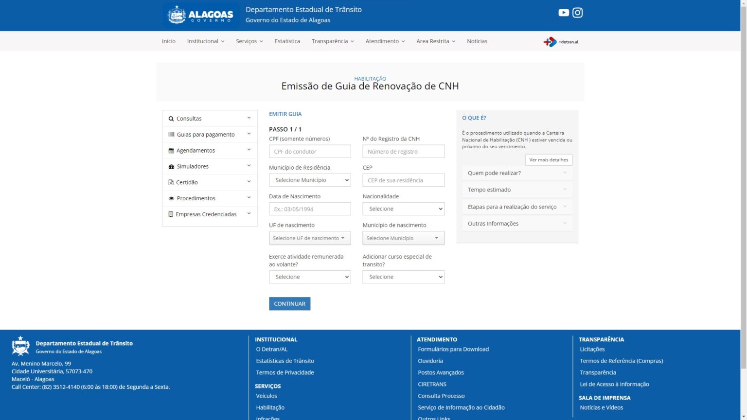 Renovação CNH DETRAN AL